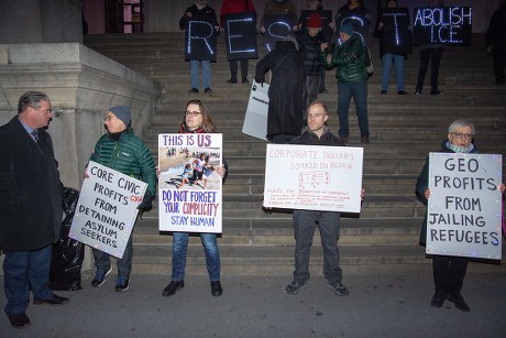 Protest at New York Stock Exchange Christmas Tree Lighting, USA - 29 ...