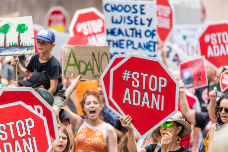 People protest against Adani in Brisbane, Australia - 08 Dec 2018 Stock ...