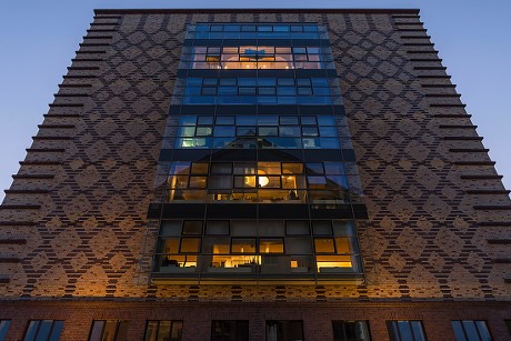 Clinker Facade Illuminated Rooms Former Egg Editorial Stock Photo ...