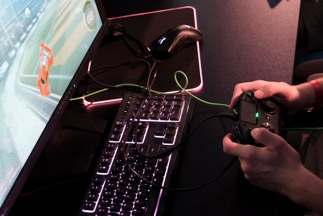 Hands Player Operate Game Controller Over Editorial Stock Photo - Stock ...