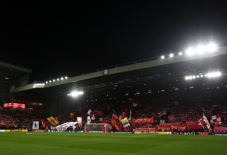 Liverpool Fans Display Large Flags Banners Editorial Stock Photo ...