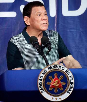 Filipino President Rodrigo Duterte Gestures During Editorial Stock ...