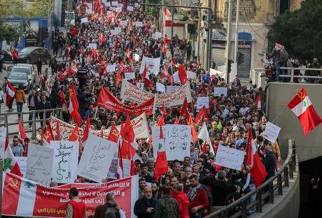 Supporters Lebanese Communist Party Along Activists Editorial Stock ...