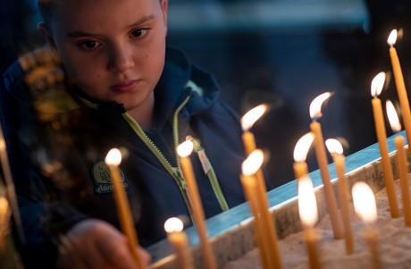 Boy Lights Candles St George Church Editorial Stock Photo - Stock Image ...