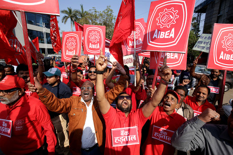 Indian Bank Employees Shout Slogans They Editorial Stock Photo - Stock ...