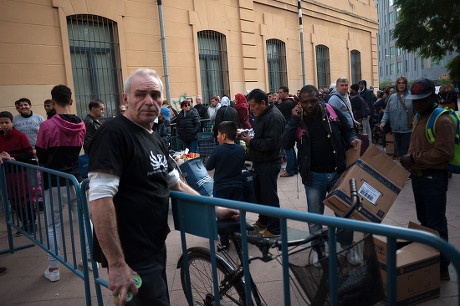 People Queue Seen Receiving Food Volunteers Editorial Stock Photo ...