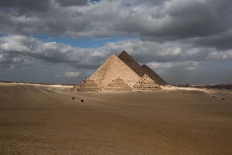 View Three Great Pyramids Giza Egypt Editorial Stock Photo - Stock ...