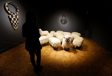 Visitor Looks Artwork Douze Moutons Formant Editorial Stock Photo ...