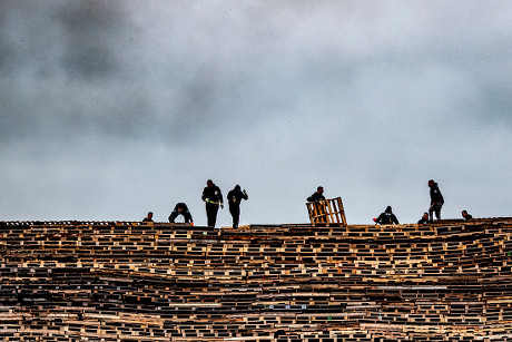 New Year's Eve bonfire preparations, Scheveningen, Netherlands - 28 Dec ...