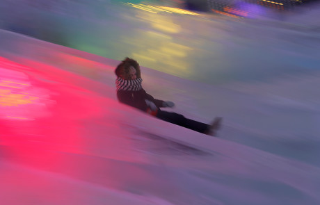 Girl Slides Down Run Ice Sculpture Editorial Stock Photo - Stock Image ...