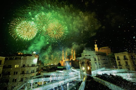 Fireworks Light Sky Over Beirut Editorial Stock Photo - Stock Image ...