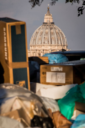 Uncollected Garbage Litter Streets Rome While Editorial Stock Photo ...