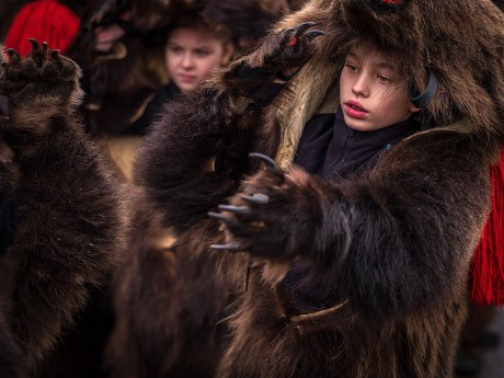 YOUNG WOMAN DRESSED HER BEAR SKIN Editorial Stock Photo - Stock Image ...