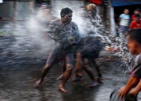 Myanmar Men Covered Lubricating Oil Compete Editorial Stock Photo ...