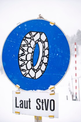 Road Sign Mandatory Usage Winter Tyres Editorial Stock Photo - Stock ...
