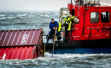 Tugboat Brings Two Overboard Containers Ship Editorial Stock Photo ...