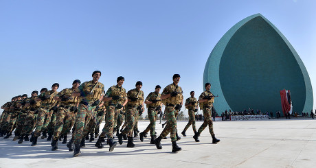 Iraqi Policemen March During Parade Celebrate Editorial Stock Photo ...