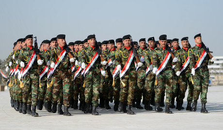 Iraqi Policemen March During Parade Celebrate Editorial Stock Photo ...