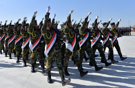 Iraqi Policemen March During Parade Celebrate Editorial Stock Photo ...