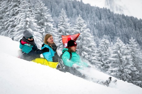 Spectators Slide On Snow During Mens Editorial Stock Photo - Stock ...