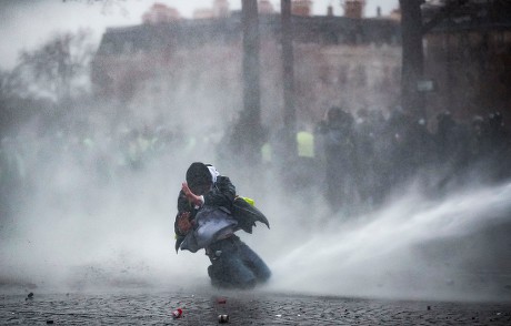 Riot Police Water Canons Spray Protesters Editorial Stock Photo - Stock ...