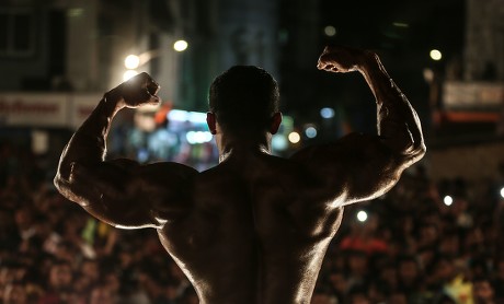 Indian Bodybuilder Flex Muscles Pose During Editorial Stock Photo ...