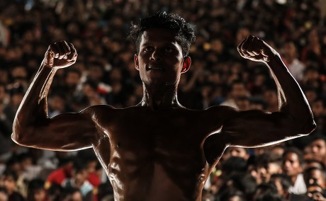 Indian Bodybuilder Flex Muscles Pose During Editorial Stock Photo ...