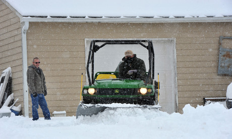 Resident Uses Snow Plow Move Snow Editorial Stock Photo - Stock Image ...