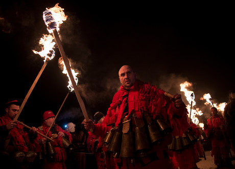 Traditional Kuker mask dance, Rasnik, Bulgaria - 13 Jan 2019 Stock ...
