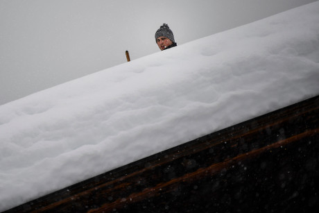 Heavy snowfall in southern Germany, Wallgau - 14 Jan 2019 Stock ...