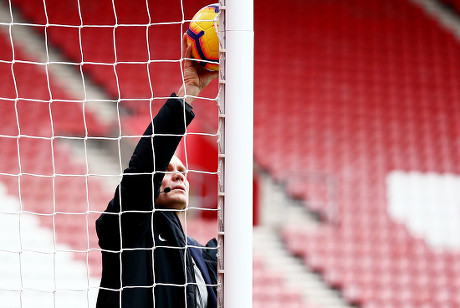 Referee Graham Scott Checks Goal Line Editorial Stock Photo - Stock ...