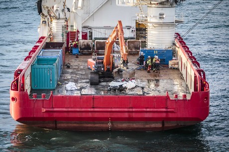Coastguard Ship Recovering Items Container Msc Editorial Stock Photo ...