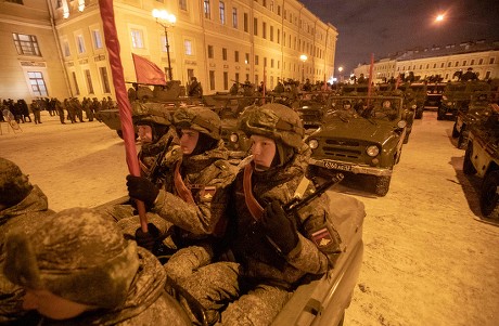 Russian Soldiers During Rehearsal Military Parade Editorial Stock Photo ...