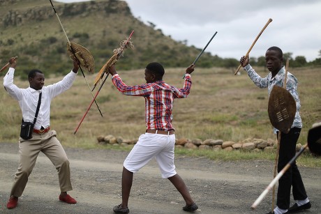 Young Zulu Men Fight Sticks During Editorial Stock Photo - Stock Image ...