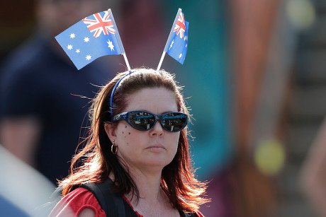 Tennis Fan Australian Themed Outfit Attends Editorial Stock Photo ...
