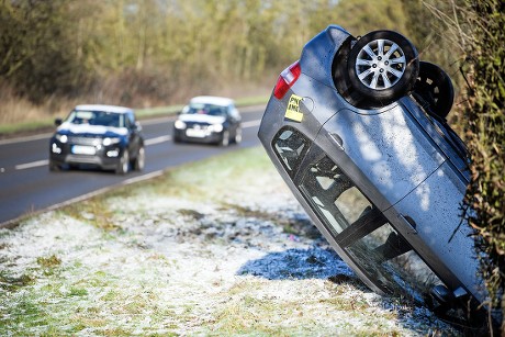 Car Which Has Veered Off Road Editorial Stock Photo - Stock Image ...