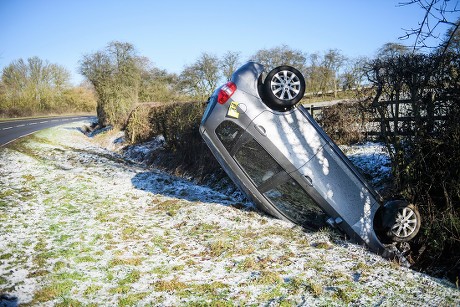 Car Which Has Veered Off Road Editorial Stock Photo - Stock Image ...