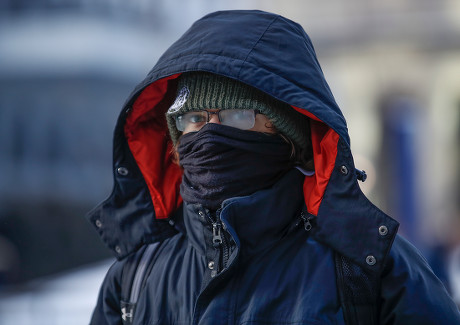 Man Braves Freezing Weather He Walks Editorial Stock Photo - Stock ...