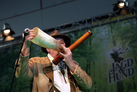 Deer Caller Immo Ortlepp Blows His Editorial Stock Photo - Stock Image ...