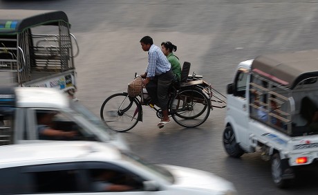 Myanmar Man Drives Trishaw Known Sidecar Editorial Stock Photo - Stock ...