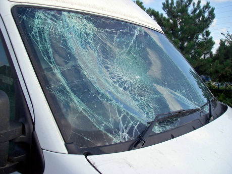 Smashed Windscreen On Van Hit By Editorial Stock Photo - Stock Image ...