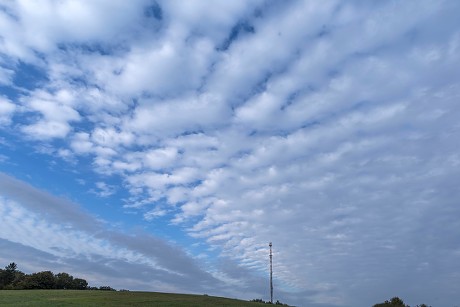 Altocumulus Stratiformis Perlucidus Undulatus Clouds Below Editorial ...