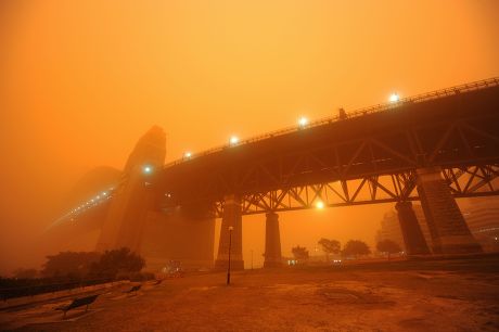 Sydney Harbour Bridge Red Dust Storm Editorial Stock Photo - Stock ...