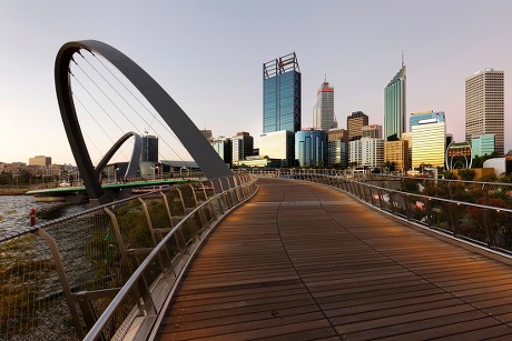Foot Bridge City Skyline Elizabeth Quay Editorial Stock Photo - Stock ...