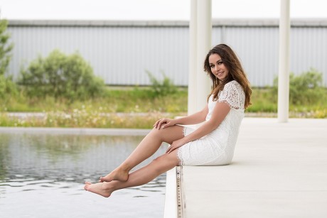 Model Released Young Woman Poses Barefoot Editorial Stock Photo - Stock ...
