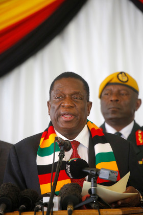 Zimbabwean President Emmerson Mnangagwa Addresses Meeting Editorial ...