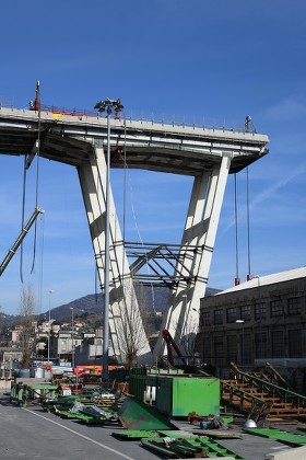 Morandi Bridge Demolition Work Editorial Stock Photo - Stock Image ...