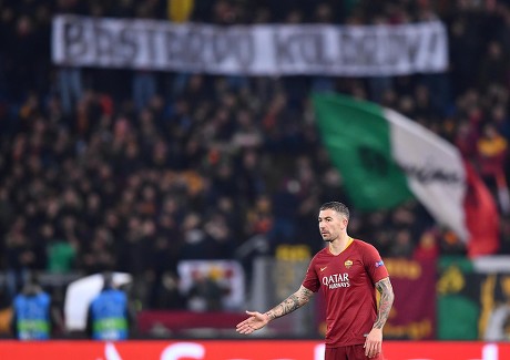 Romas Aleksandar Kolarov Action During Uefa Editorial Stock Photo ...