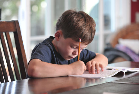 Model Released Young Boy Doing Homework Editorial Stock Photo - Stock ...