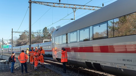 Derailed Intercityexpress Ice Train German Railway Editorial Stock ...